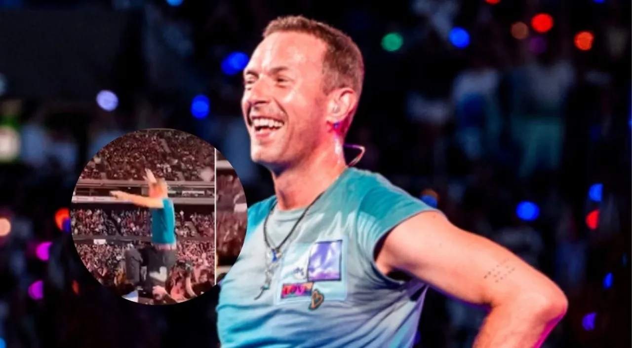 Shocking! Chris Martin falls through hole in Melbourne stage while ...