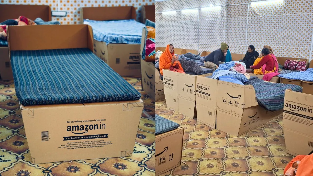 Maha Kumbh Mela: Amazon transforms packaging into comfort with box-beds