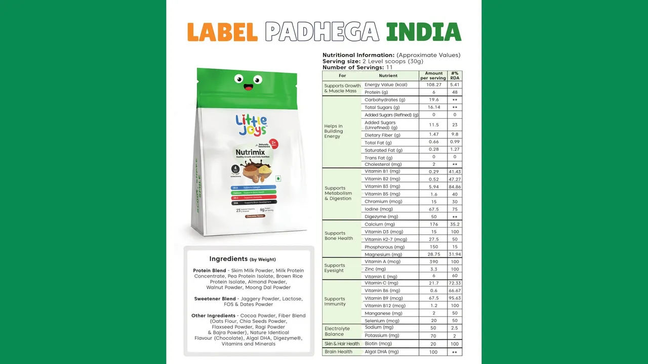 Little Joys publishes nutritional info in TOI to support ‘Label Padhega ...