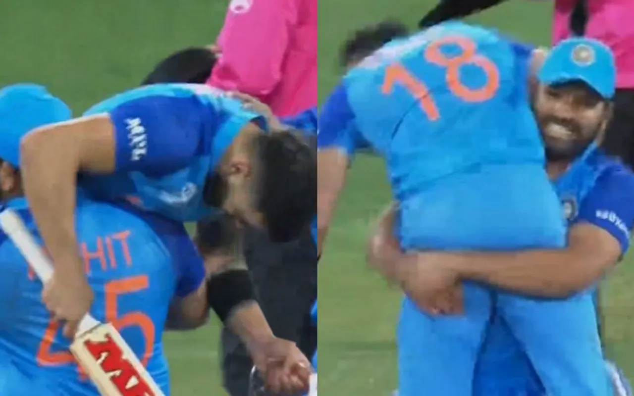 Watch: Video Of Rohit Sharma Lifting Virat Kohli After His Match-winning Knock Against Pakistan ...