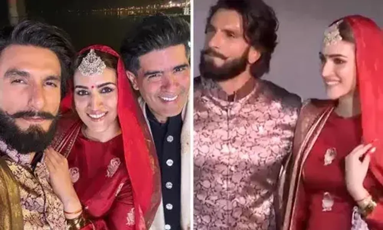 Ranveer Singh keeps it stylish in Banarasi bandhgala, Kriti Sanon dons ...