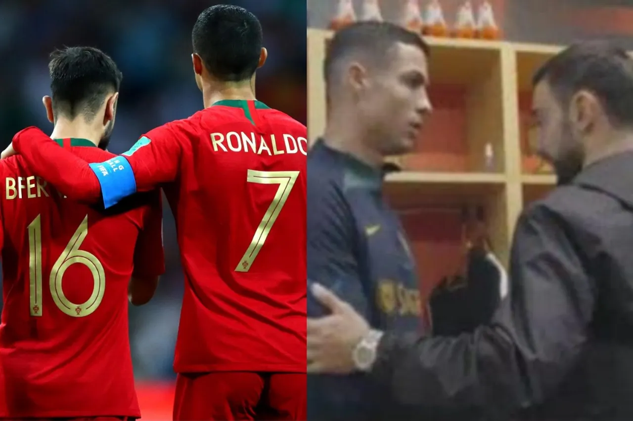 Cristiano Ronaldo: Awkward handshake between star forward and Bruno ...