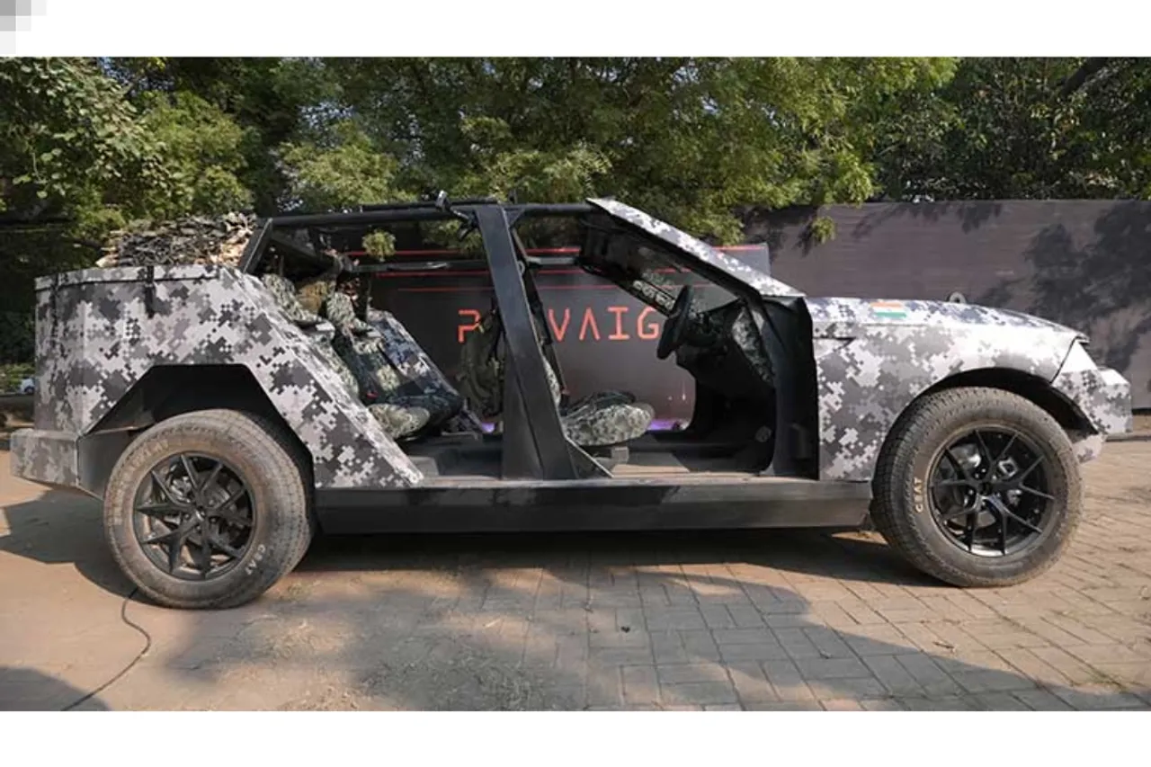 Pravaig Veer EV displayed at the Auto Expo 2023 for the armed forces ...