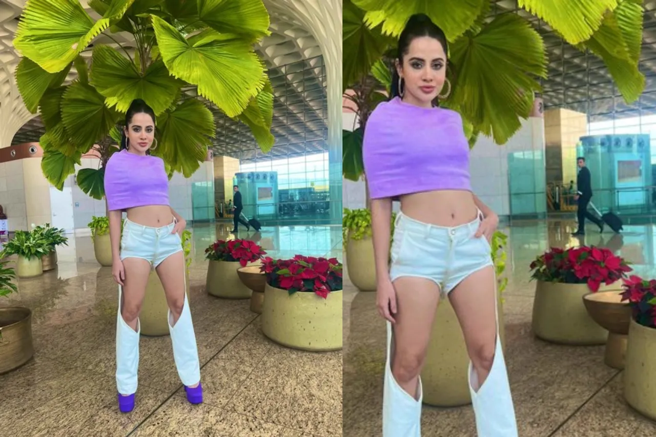 Urfi Javed Flaunts Bold Style in Crop Top and Cut-Out Denim Jeans ...