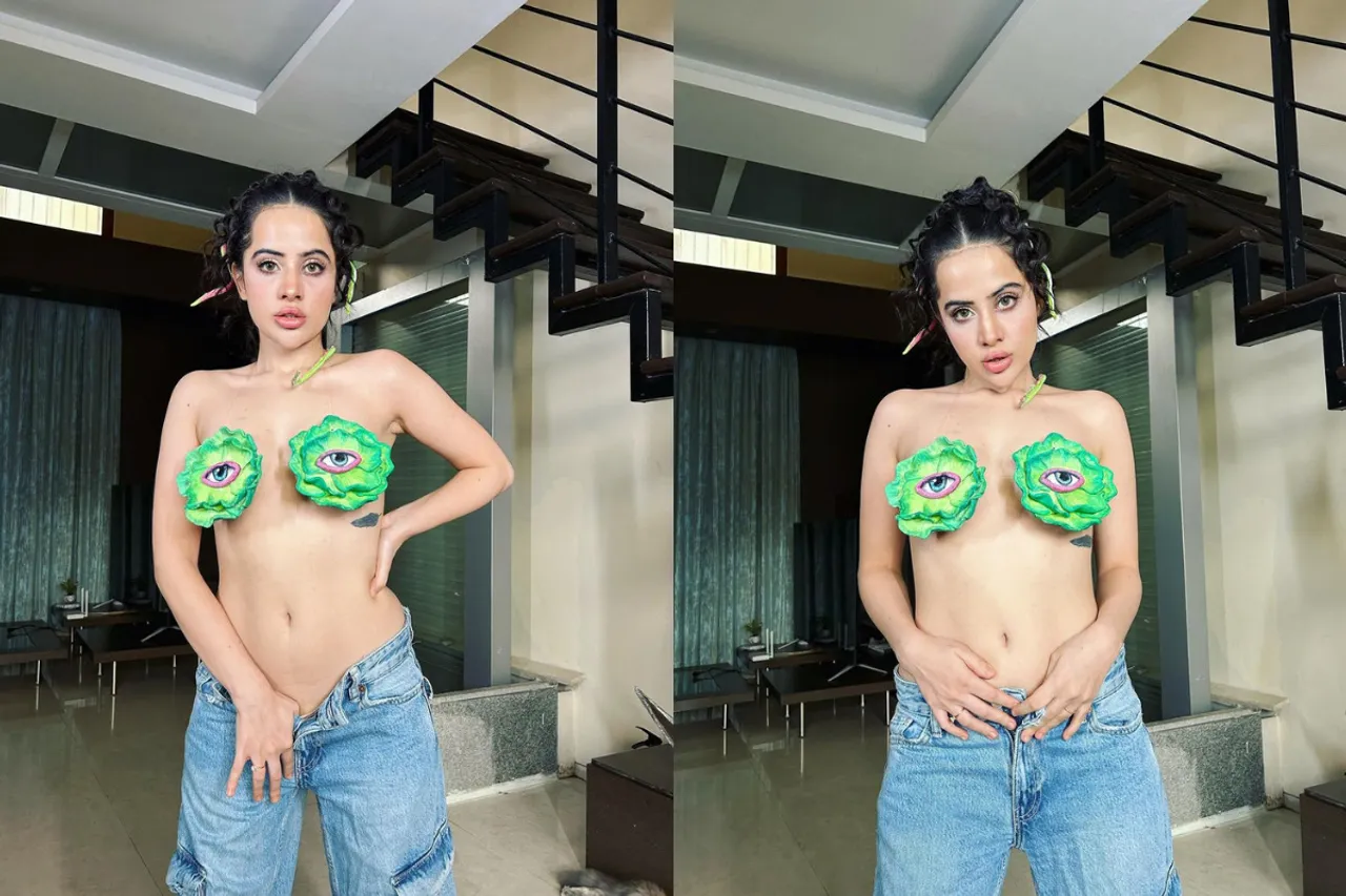 Uorfi Javed grabs eyeballs as she covers her modesty with cabbage like ...