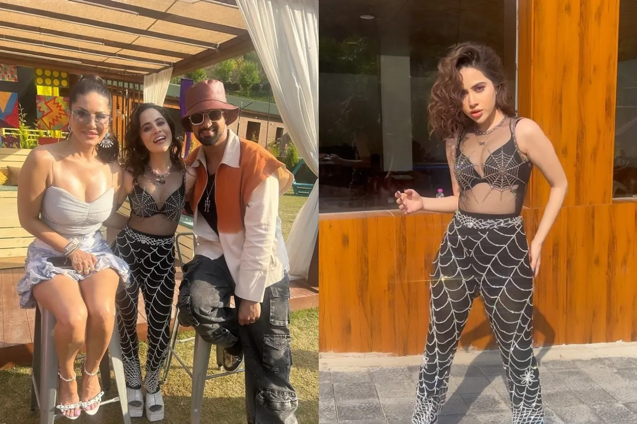 Uorfi Javed Sizzles in Black Bralette and Pants, Joins Sunny Leone and Tanuj Virwani to Bring ...