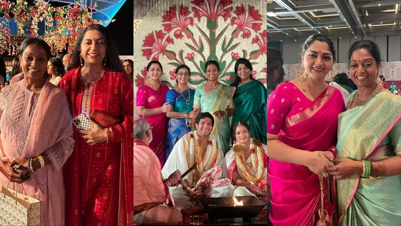 കൂട്ടുകാരിയുടെ മകളുടെ വിവാഹത്തിന് ആശംസകളുമായി ഖുശ്ബുവും സുഹാസിനയും ...