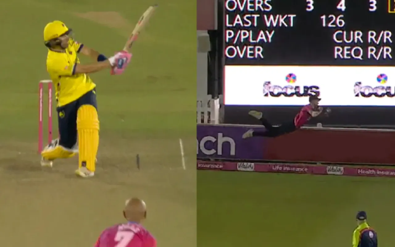 WATCH: Bradley Currie pulls off stunning one-handed flying catch in Vitality Blast T20
