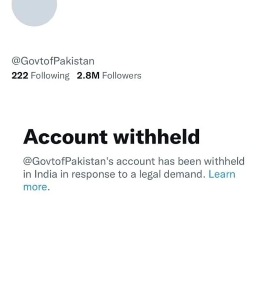 Pakistan Govt’s Official Twitter Account Withheld in India