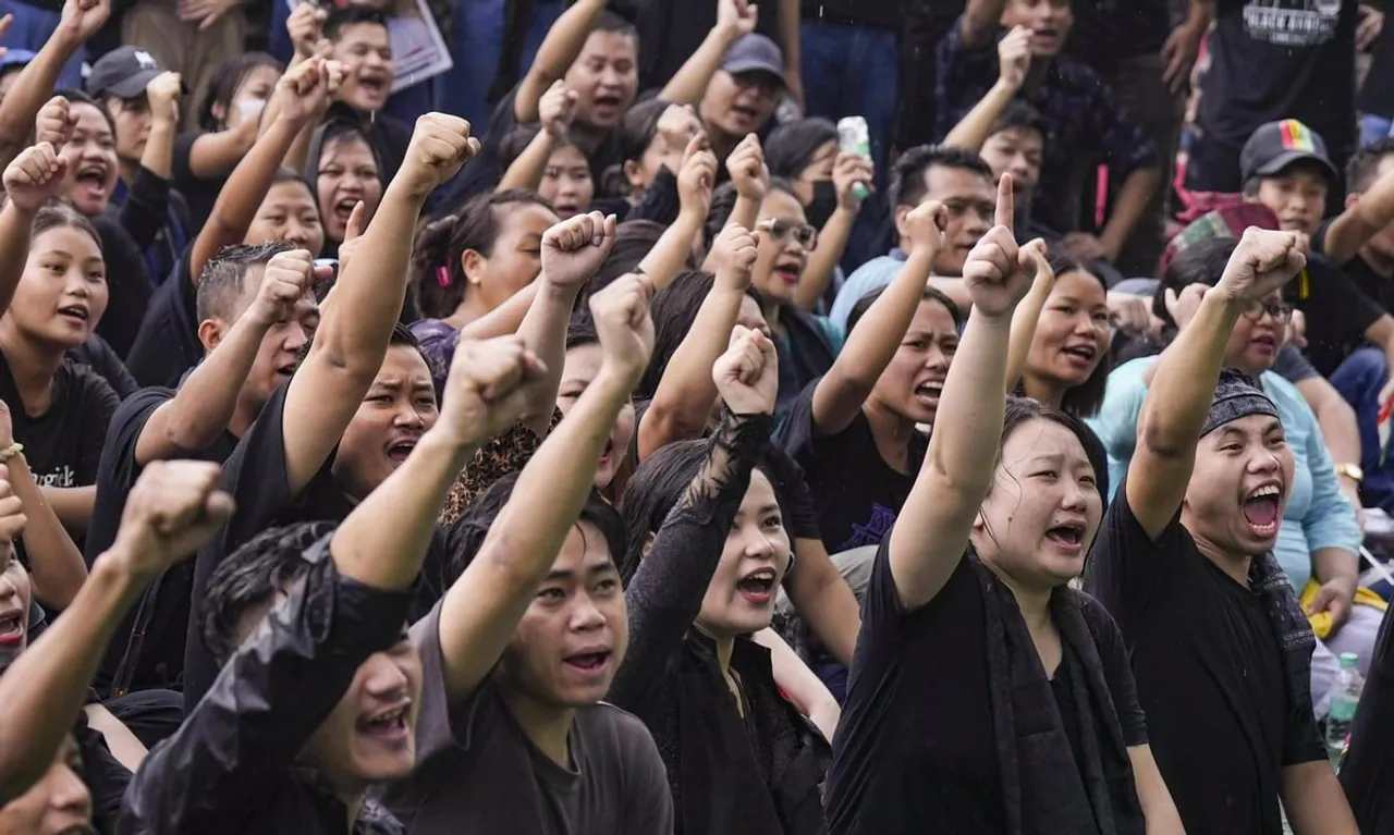 Kuki Students Protests Against Assam Rifles Withdrawal from Manipur ...