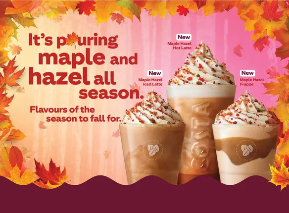 Autumn Coffee Costa Coffee Reveals New Maple Hazel Menu For Autumn